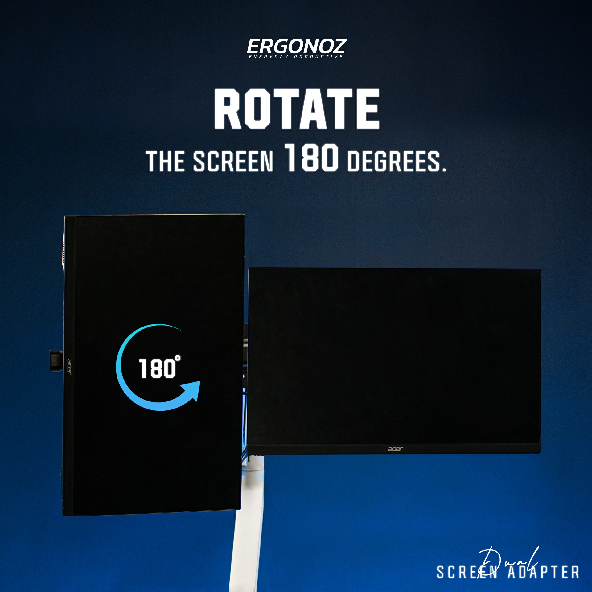 ERGONOZ Dual Screen Adapter แขนจับจอ แปลงแขนจับจอ 1 แขนเพื่อใช้สำหรับ 2 ...