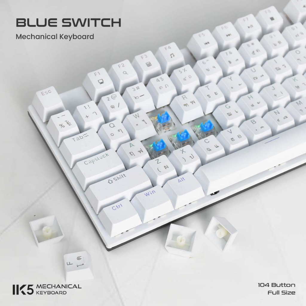 คีย์บอร์ด IWACHI IK5 คีย์บอร์ดไฟ RGB Mechanical Keyboard Blue Switch ...
