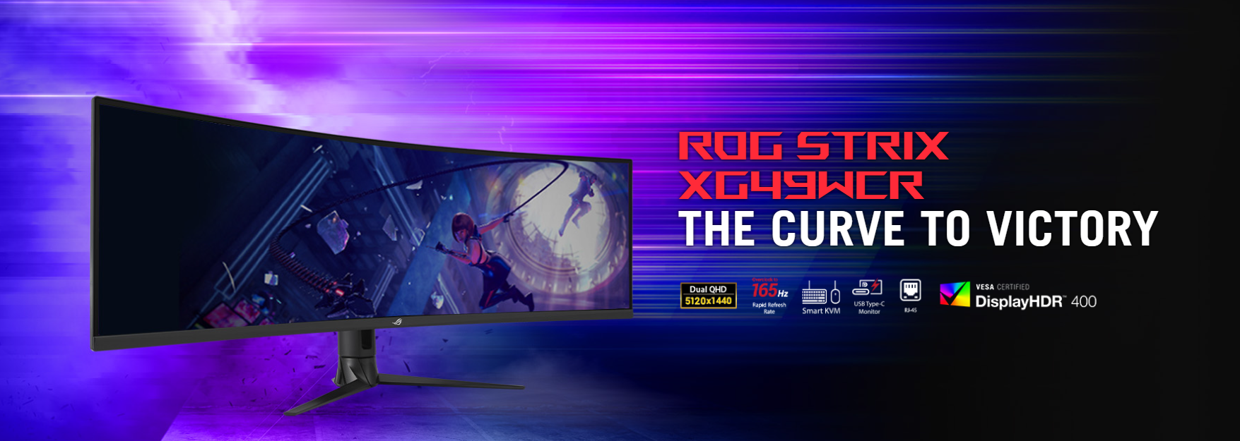 ASUS ROG Strix XG49WCR (90LM08I0-B01120), Curved Gaming Monitor, 49inch ...