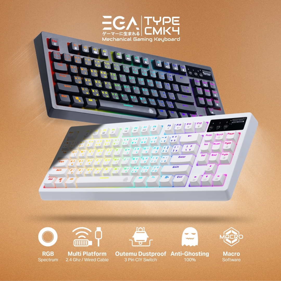 [ประกัน 2 ปี] EGA คีย์บอร์ดเกมมิ่ง TYPE CMK4 TKL Mechanical Switch Full ...