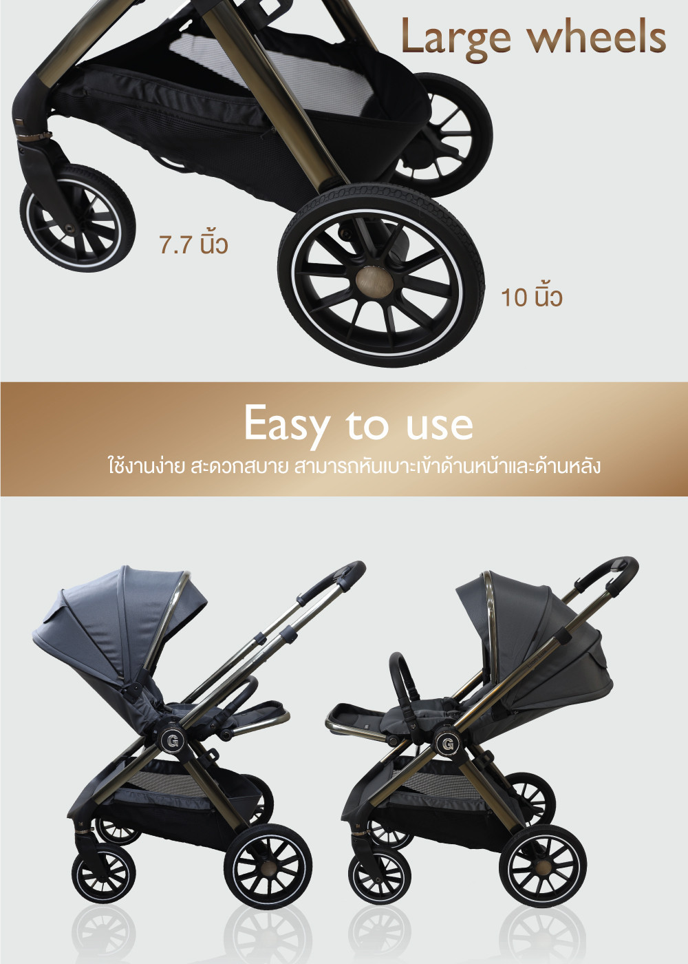 GLOWY Lion Lux Stroller เหมาะสำหรับเด็กแรกเกิด - 4 ขวบ (ไม่เกิน 22 Kg ...