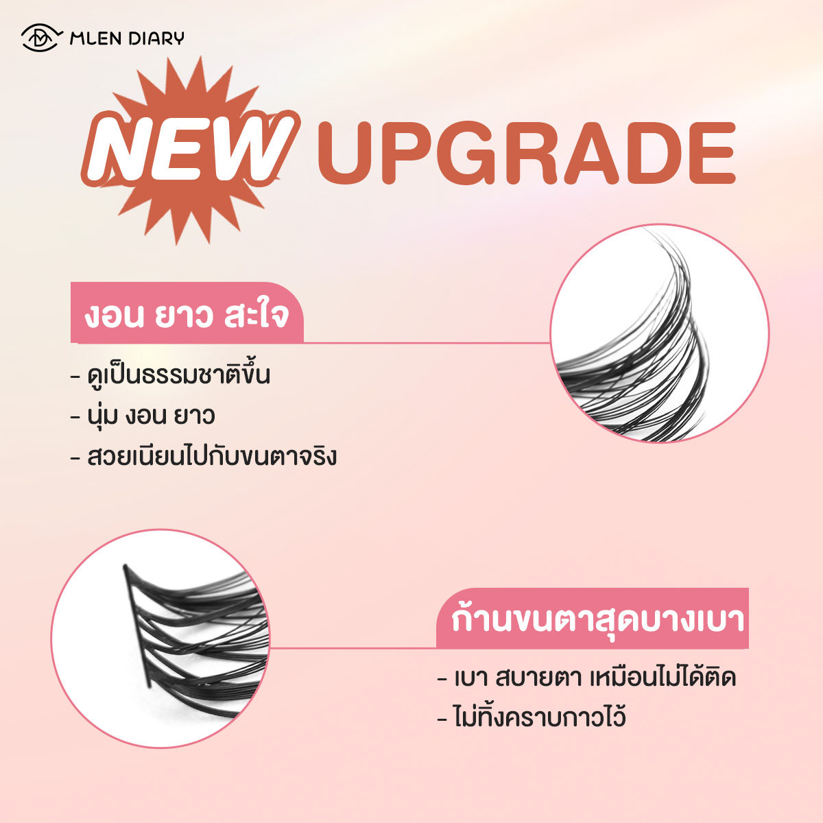 MLEN DIARY Lazy Lashes Series ขนตาปลอม สไตล์ธรรมชาติ นำกลับมาใช้ใหม่ได้ ...