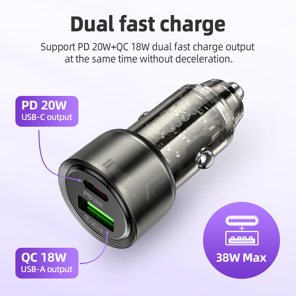หัวชาร์จในรถ HOCO Z52 Car Charger ที่ชาร์จแบตในรถยนต์ ชาร์จเร็ว PD38W ...