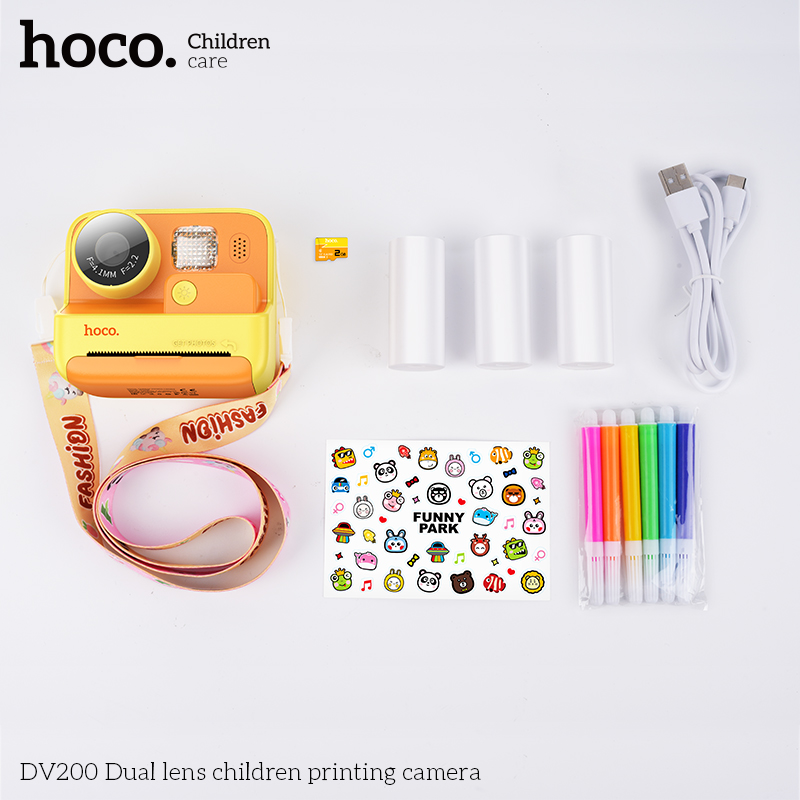 กล้องถ่ายรูปสำหรับเด็ก HOCO DV200 กล้องโพลารอยด์ Dual Lens Children ...