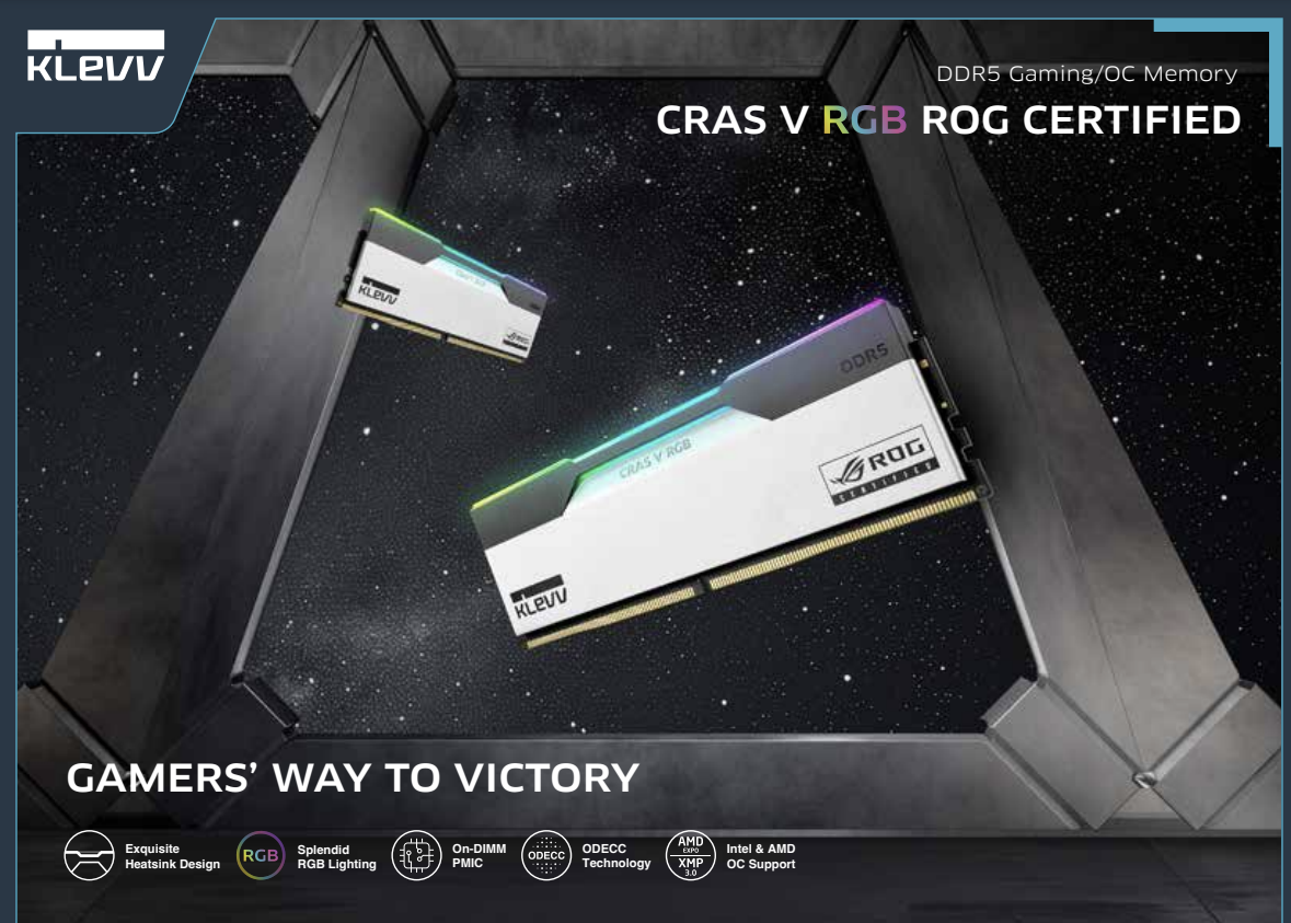 KLEVV CRAS V RGB ROG CERTIFIED DDR5 Gaming OC Memory - 48GB (24GBx2 ...