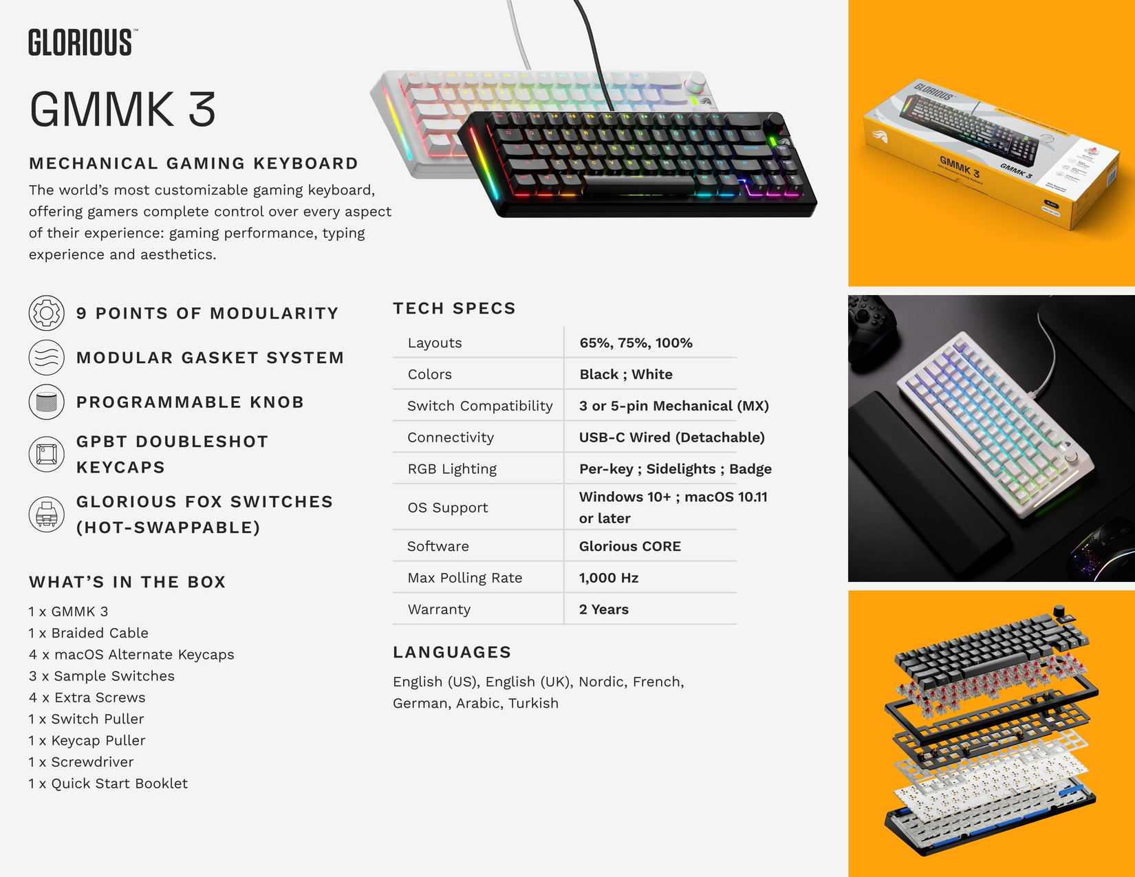 Glorious GMMK 3 Keyboard 65% Prebuilt Wired | Shopee Thailand