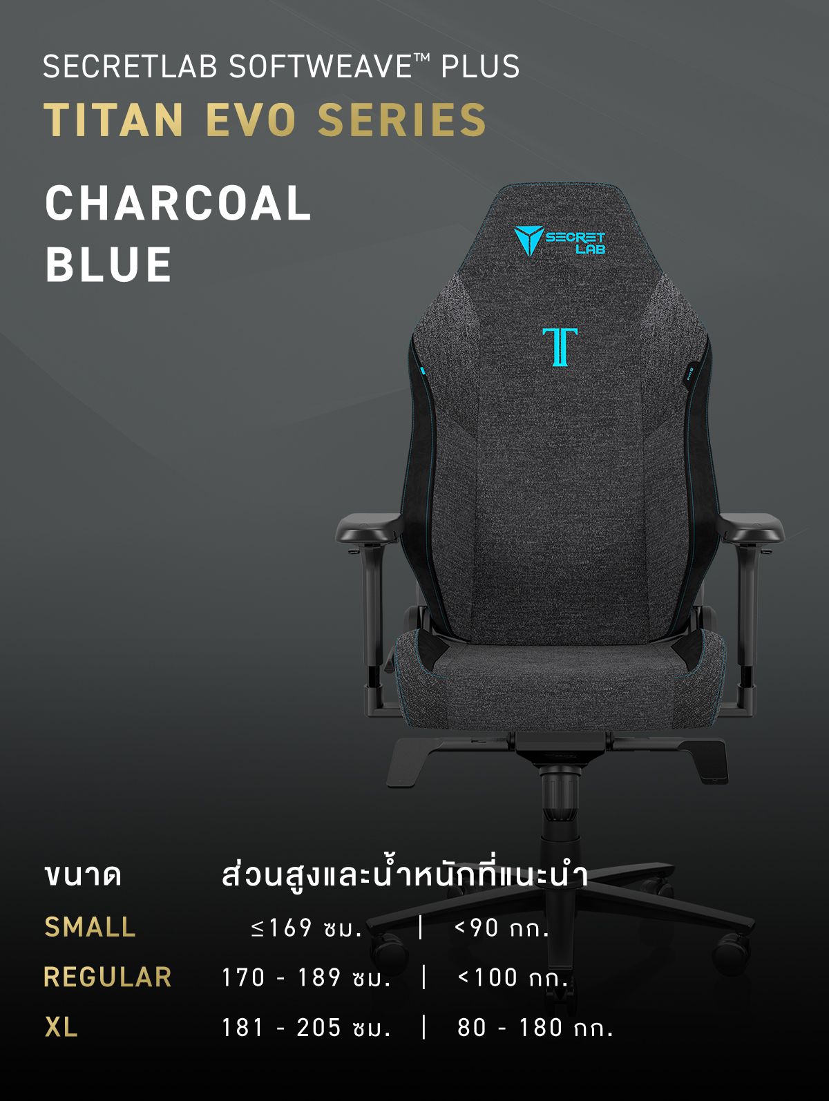 Secretlab TITAN Evo เบาะผ้า SoftWeave™️ Plus —สีชาโคบลู (Charcoal Blue) เก้าอี้เกมมิ่งเพื่อ ...
