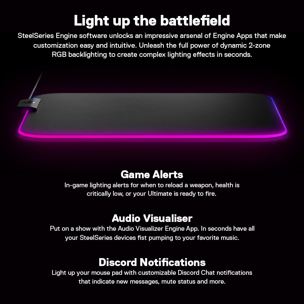 SteelSeries QcK Prism Cloth Gaming Mousepad แผ่นรองเม้าส์ ไฟ RGB แบบ ...