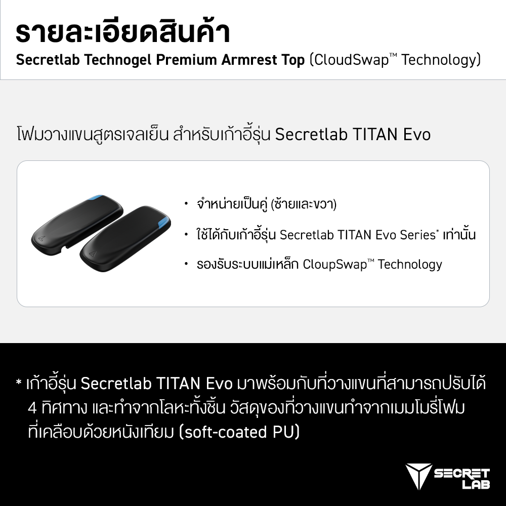 Secretlab Technogel Premium Armrest Top—ที่วางแขนสูตรเจลเย็นจากประเทศ ...