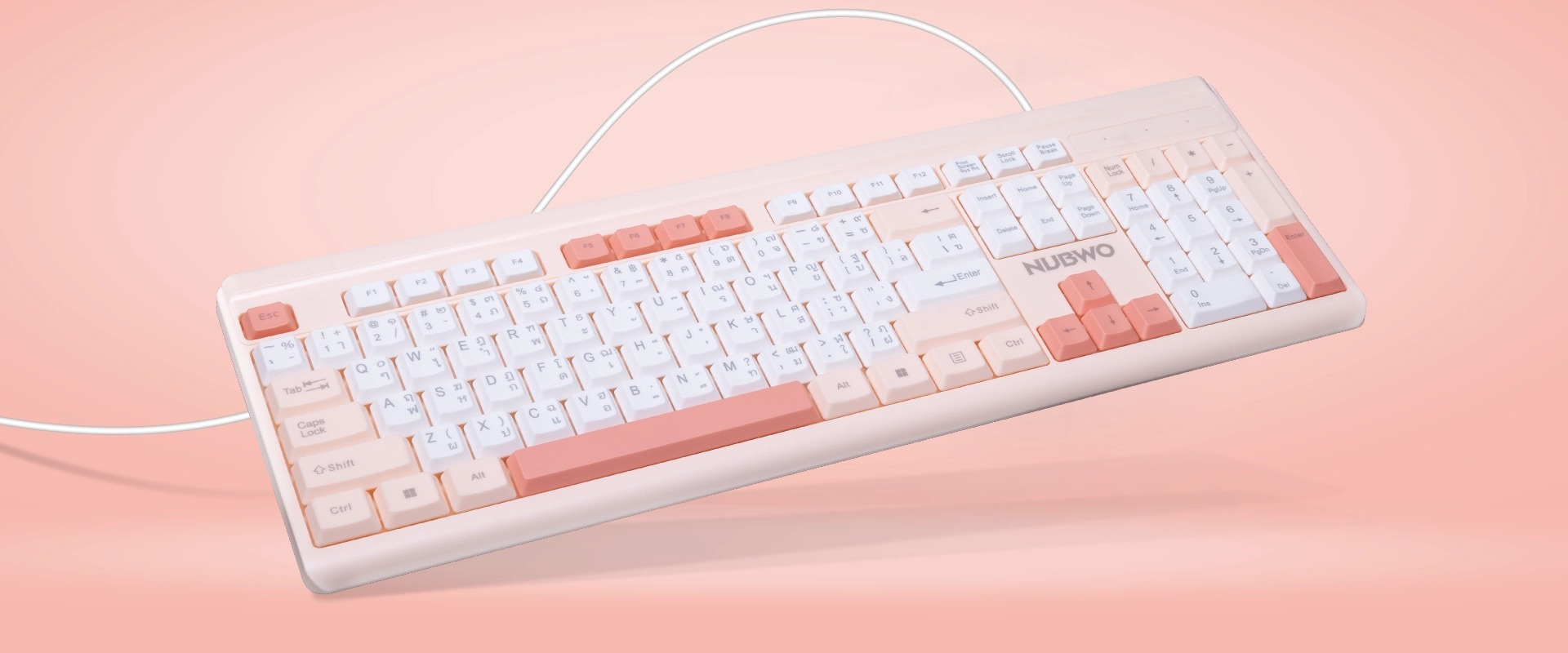 Nubwo NK44 Rubber Dome Keyboard คีย์บอร์ด Full-Size TH/ENG | Shopee ...