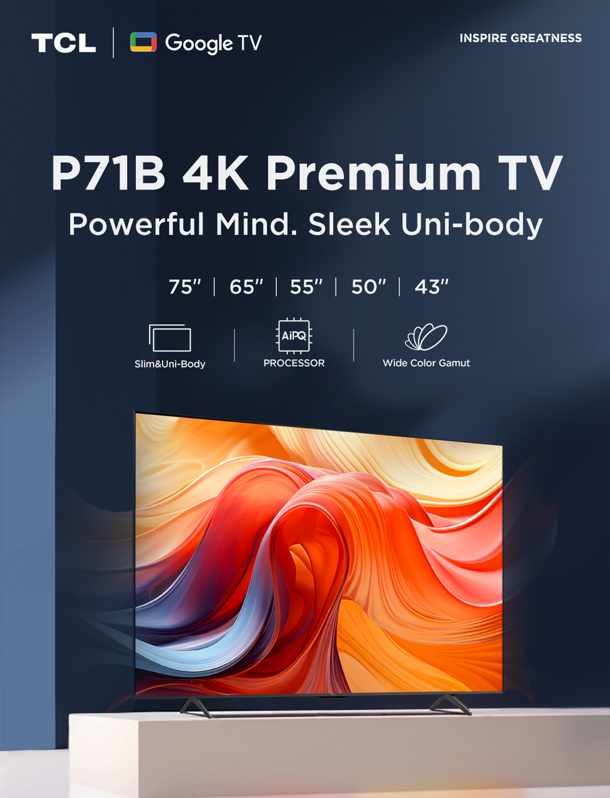 TCL ทีวี 65 นิ้ว 4K Premium Google TV รุ่น 65P71B Google/Netflix ...