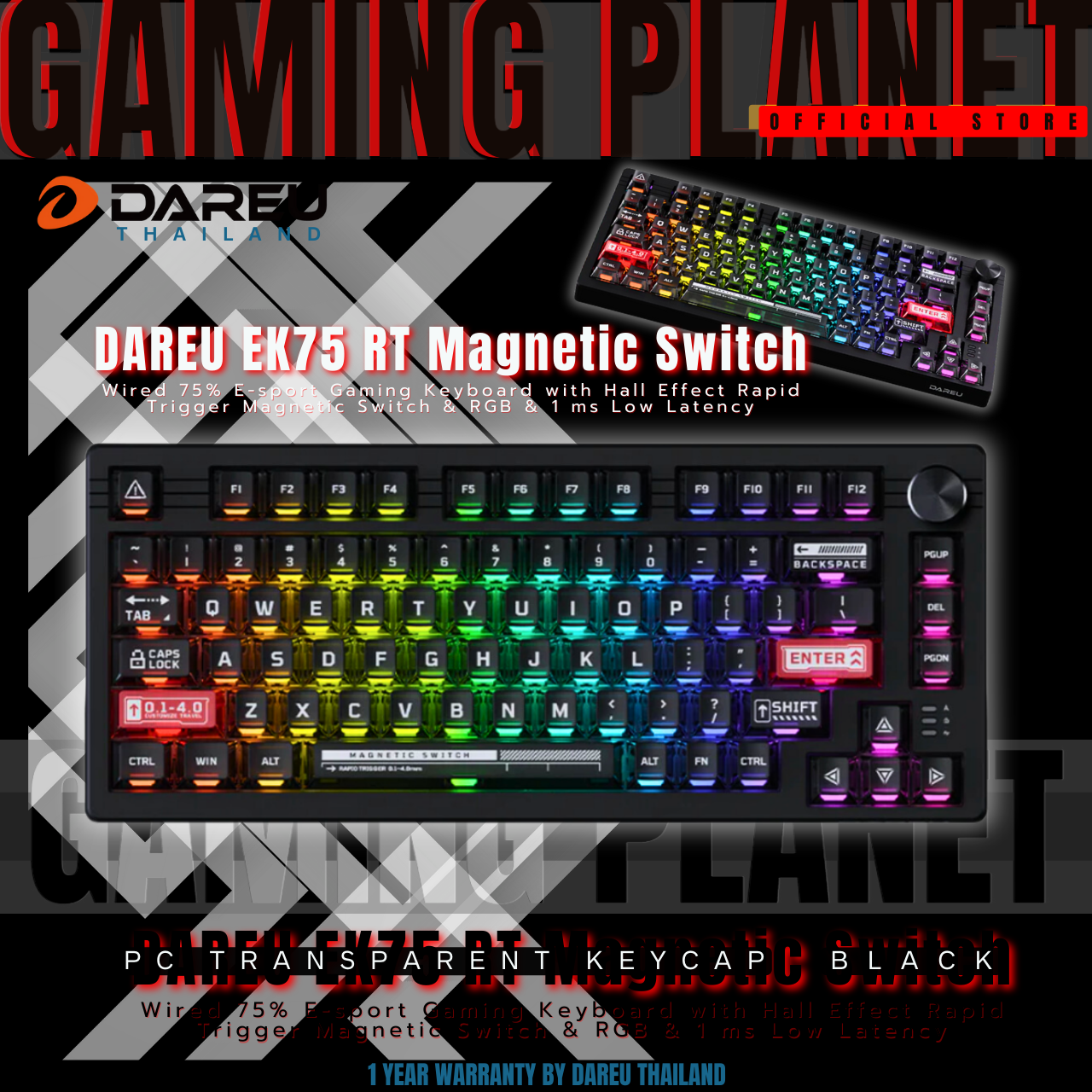 คีย์บอร์ด DAREU EK75 RT / RT Magnetic switch / แบบใช้สาย / Mechanical ...