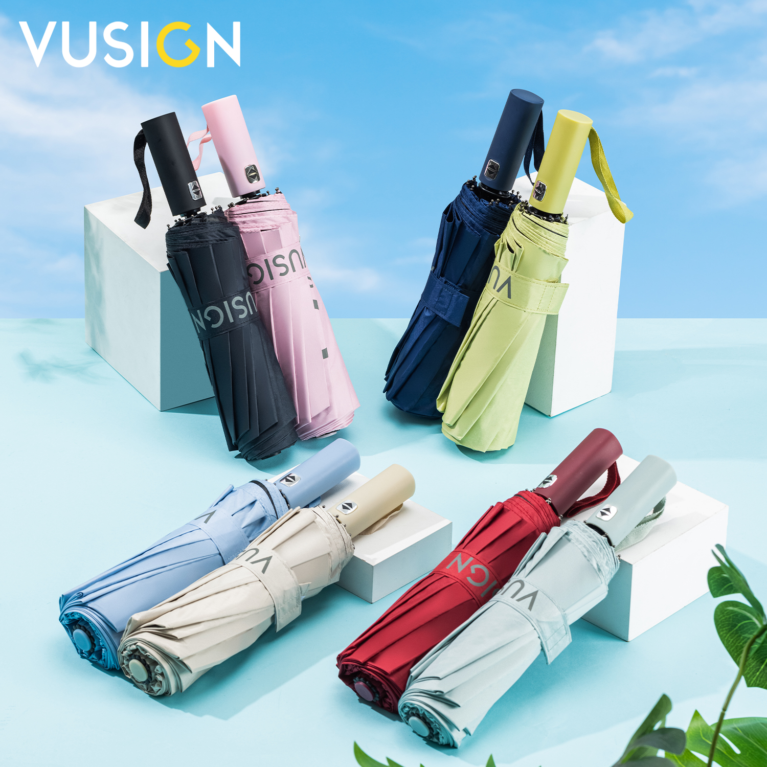 Vusign ร่มอัตโนมัติ ร่มกันแดด UV เปิด-ปิดออโต้ กันแดดกันฝน น้ำหนักเบา พกพาสะดวก พับเก็บได้ ...