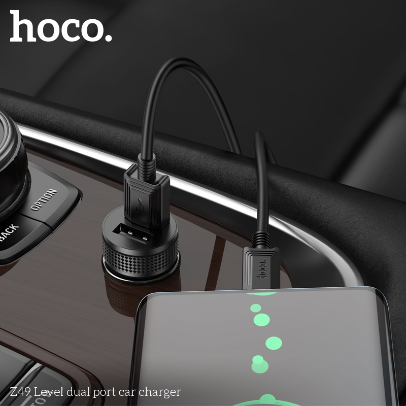หัวชาร์จในรถยนต์ HOCO Z49 Level dual port car charger หัวชาร์จ 2 พอร์ต ...