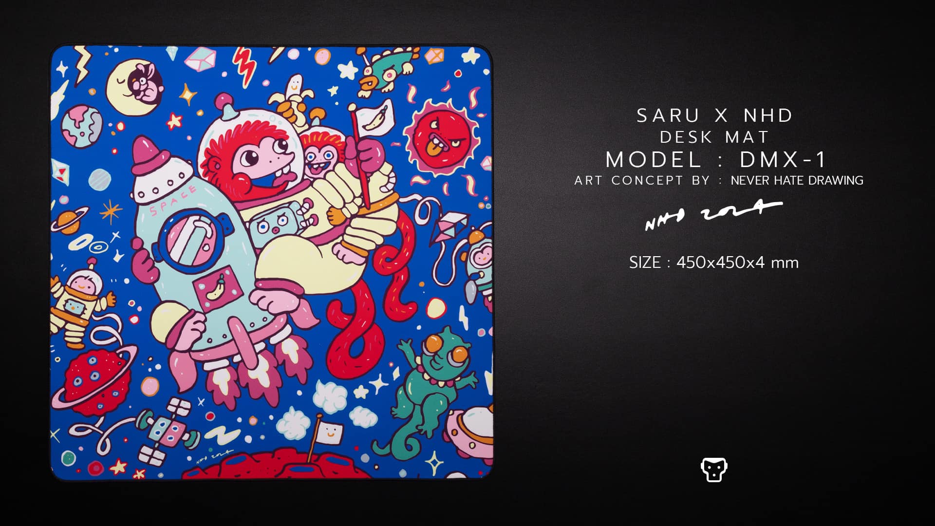 [สินค้าประกันศูนย์ 7 วัน] SARU แผ่นรองเมาส์ ขนาด 45x45 ซม. SARU DMX1 x NHD (Never Hate Drawing ...