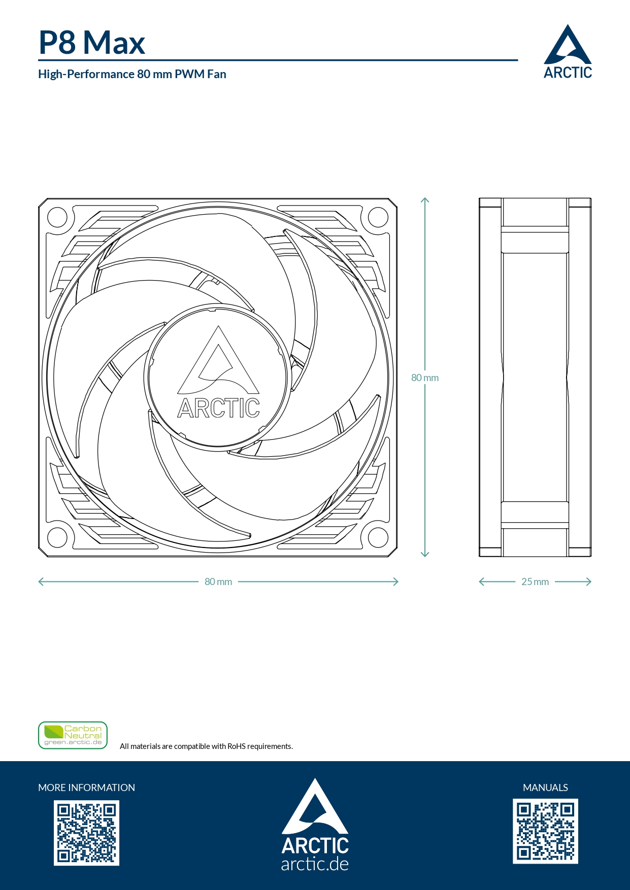 [Arctic Official Store] ARCTIC P8 PWM MAX BLACK (Computer fan / พัดลม ...