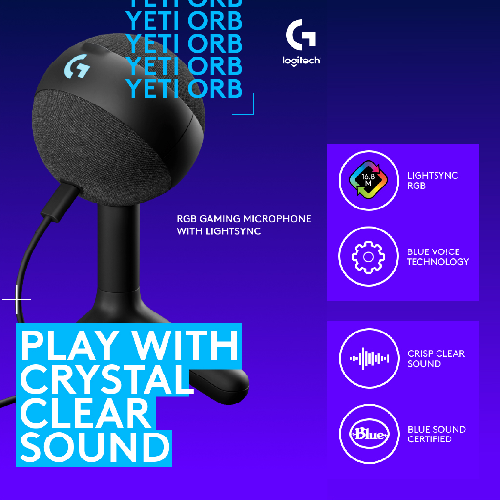 Logitech G Yeti Orb RGB Gaming Mic with LIGHTSYNC ไมโครโฟนเกมมิ่ง USB ...