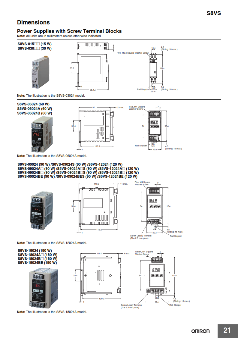 Omron S8VS-03012 Power Supply กำลังวัตต์ 30W แรงดันเอาท์พุต 12V กระแส ...