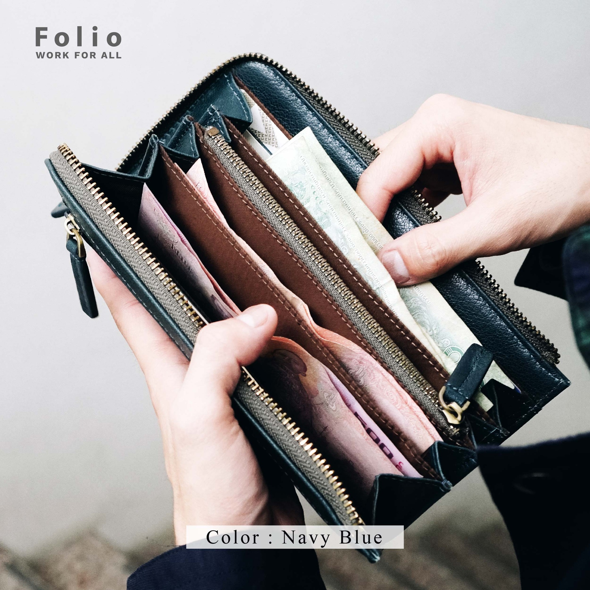 FOLIO : Tuff Zipper Long Wallet กระเป๋าสตางค์ใบยาว แบบซิป ทำจากหนังแท้ ...