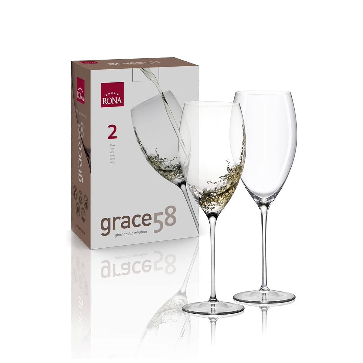 Rona Grace แก้วไวน์ 580 ml แก้วไวน์คริสตัล (กล่อง 2 ใบ) | Shopee Thailand