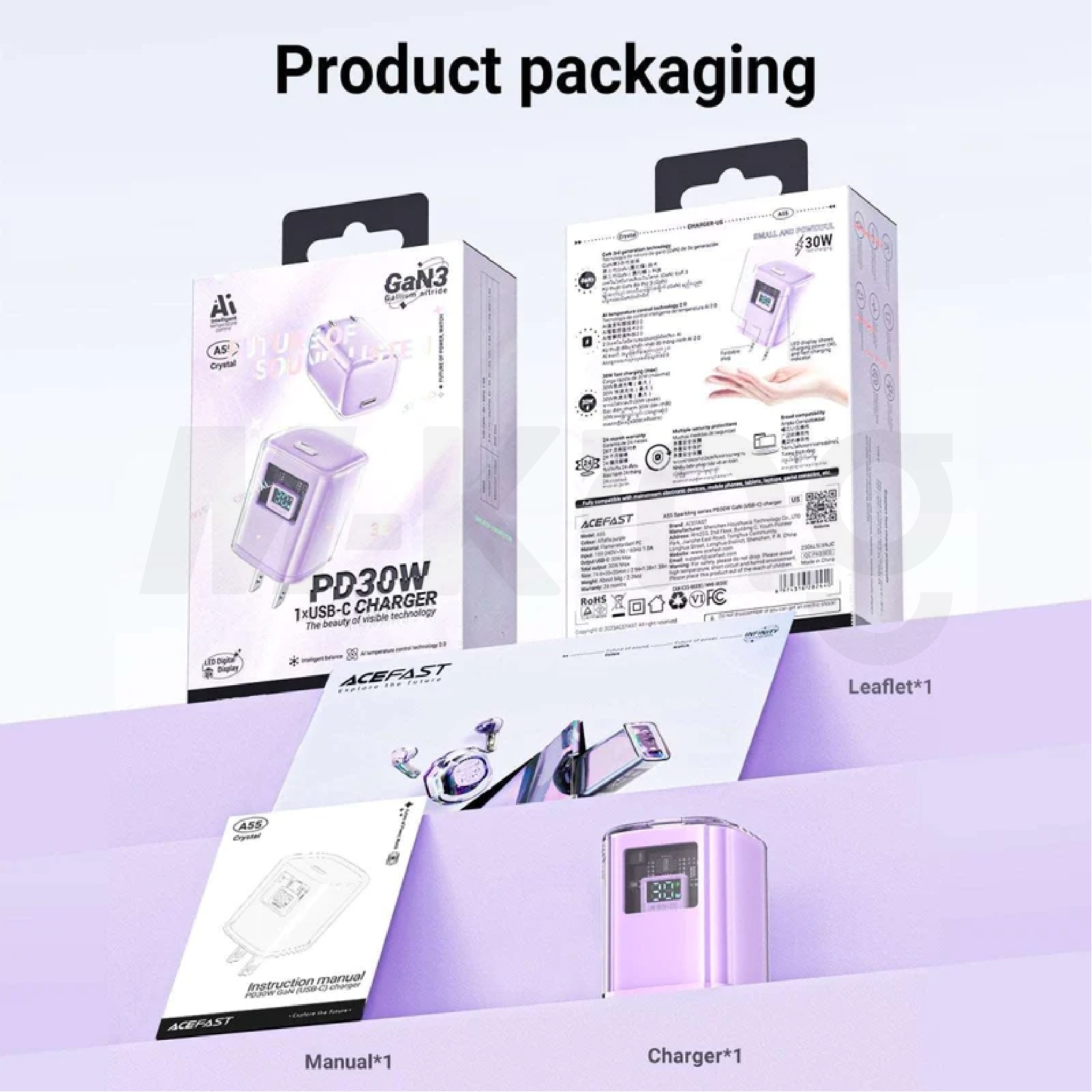 Acefast รุ่น A55 หัวชาร์จ ชาร์จเร็ว PD30W GaN 1 USB-C อะแดปเตอร์ หัว US ...