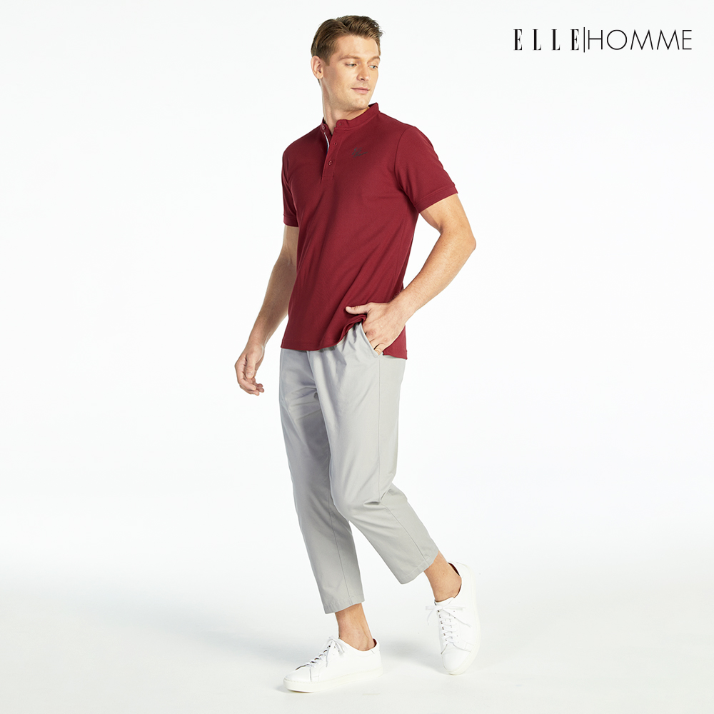 ELLE HOMME | เสื้อโปโลคอจีน แขนสั้น สกรีนโลโก้ ELLE HOMME สวมใส่สบายได้ ...