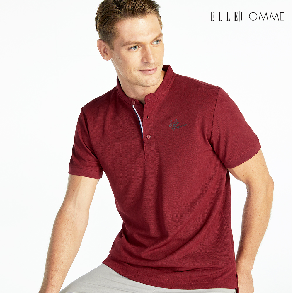 ELLE HOMME | เสื้อโปโลคอจีน แขนสั้น สกรีนโลโก้ ELLE HOMME สวมใส่สบายได้ ...