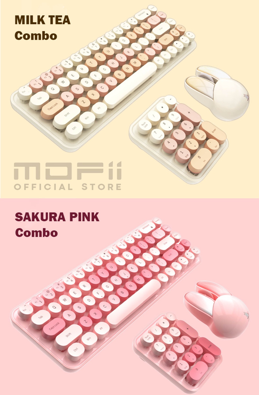 (แป้นอังกฤษ+ฟรีสติ๊กเกอร์ไทย) MOFii iBean MAX Compact Keyboard + Rabbit ...
