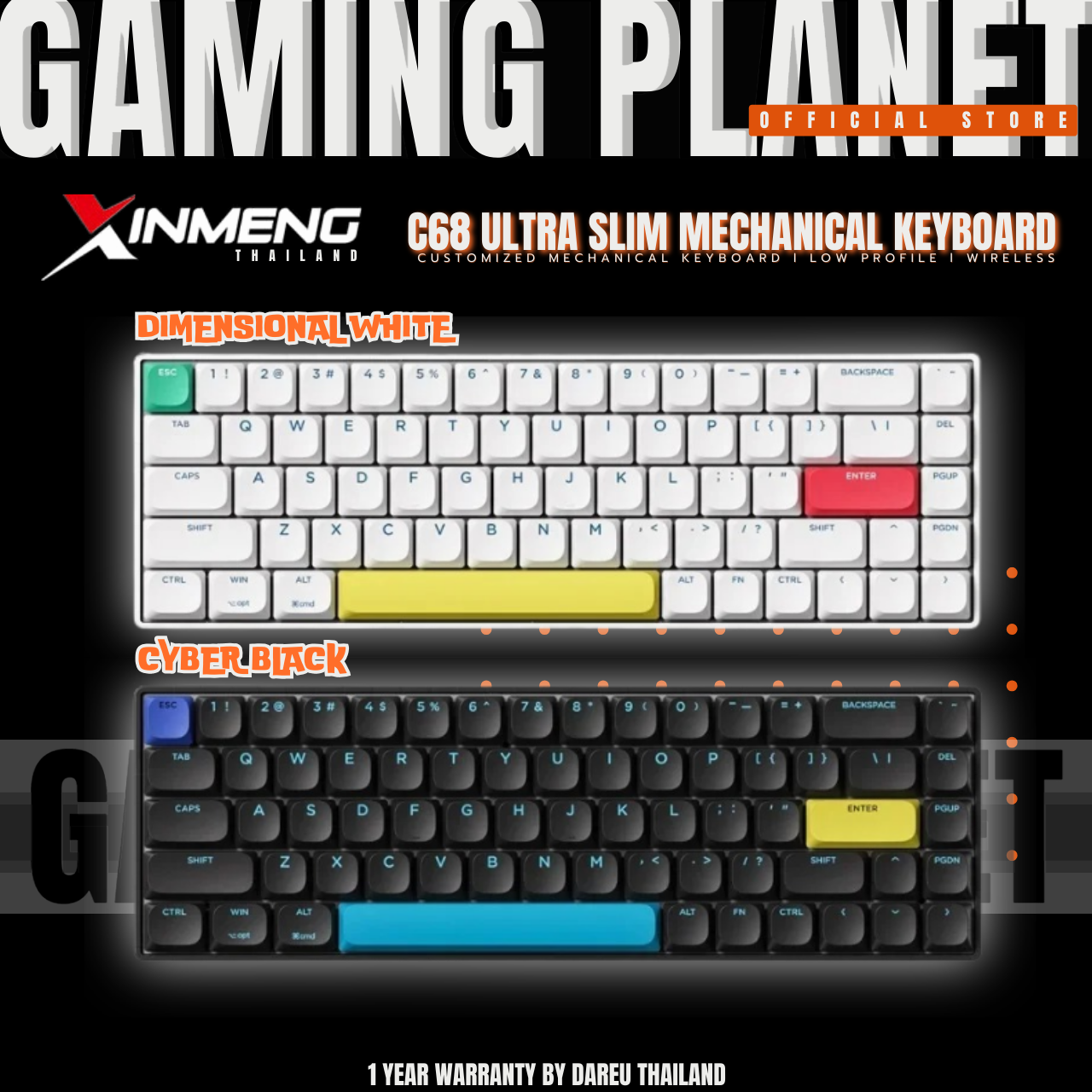 XINMENG C68 Ultra-slim Wireless Mechanical keyboard คีย์บอร์ดไร้สาย low profile | Shopee Thailand