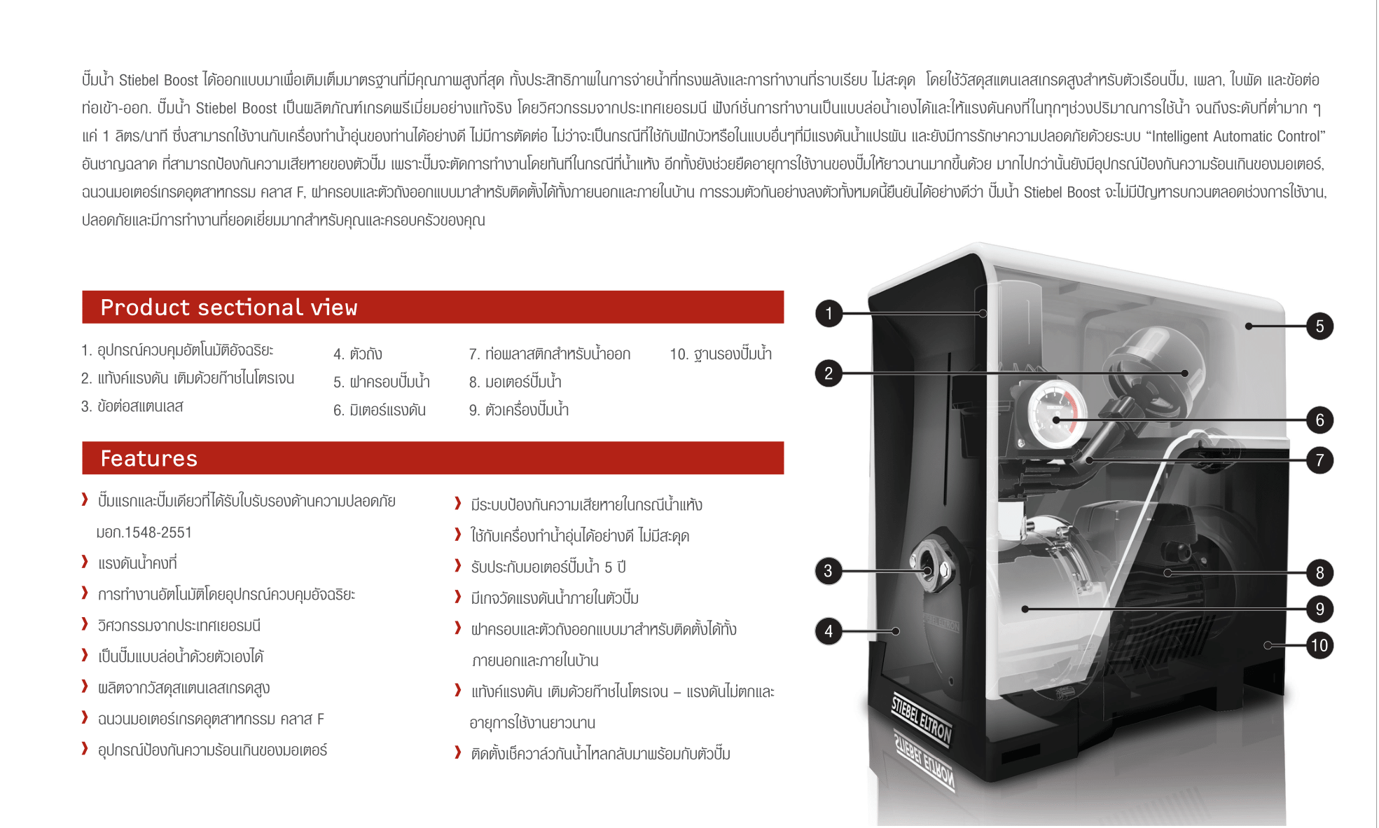STIEBEL ELTRON ปั๊มน้ำอัตโนมัติ Stiebel Boost 3A-CS ขนาด 300 วัตต์ ...