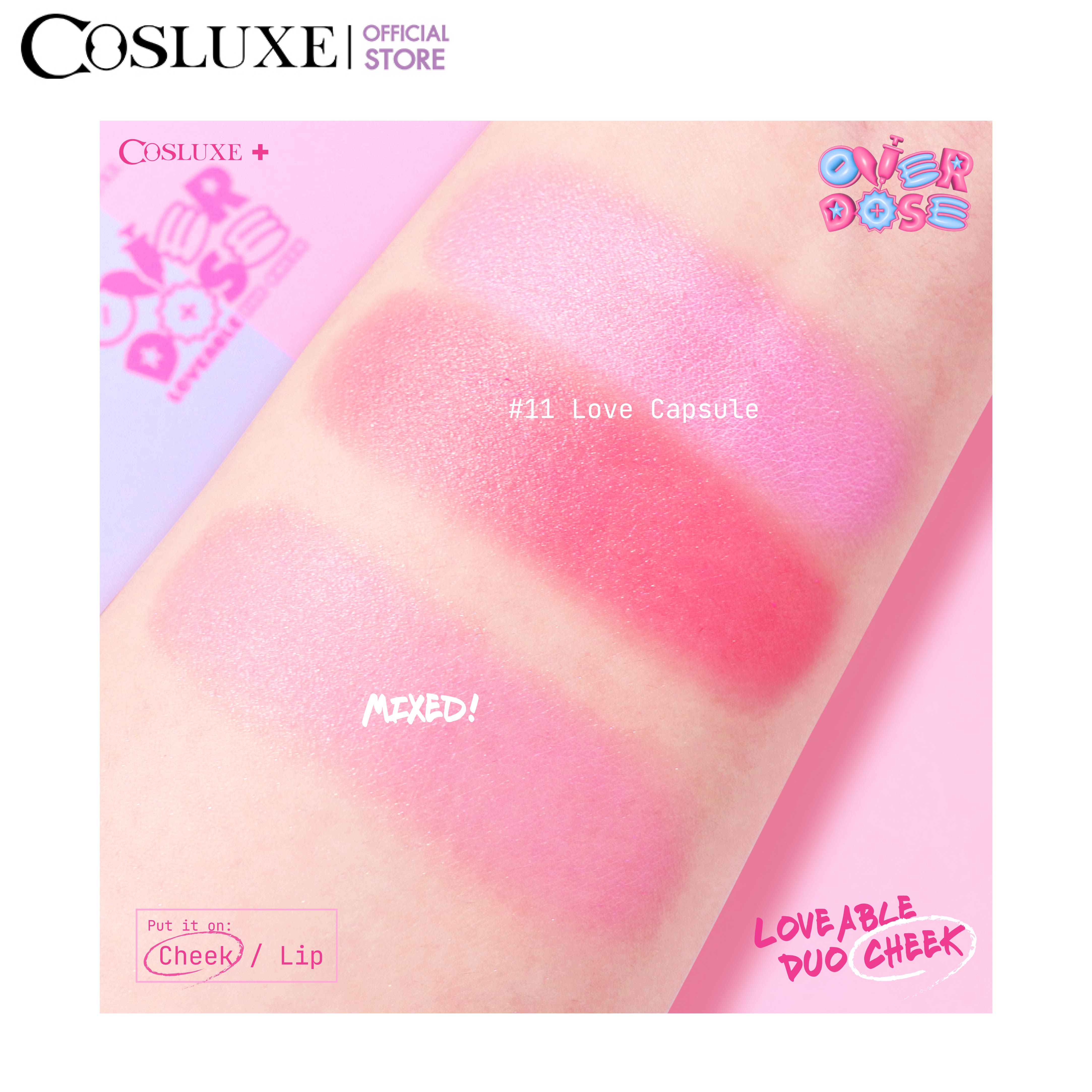 COSLUXE OVERDOSE LOVEABLE DUO CHEEK Blush on เนื้อครีม และ เนื้อมูส ...