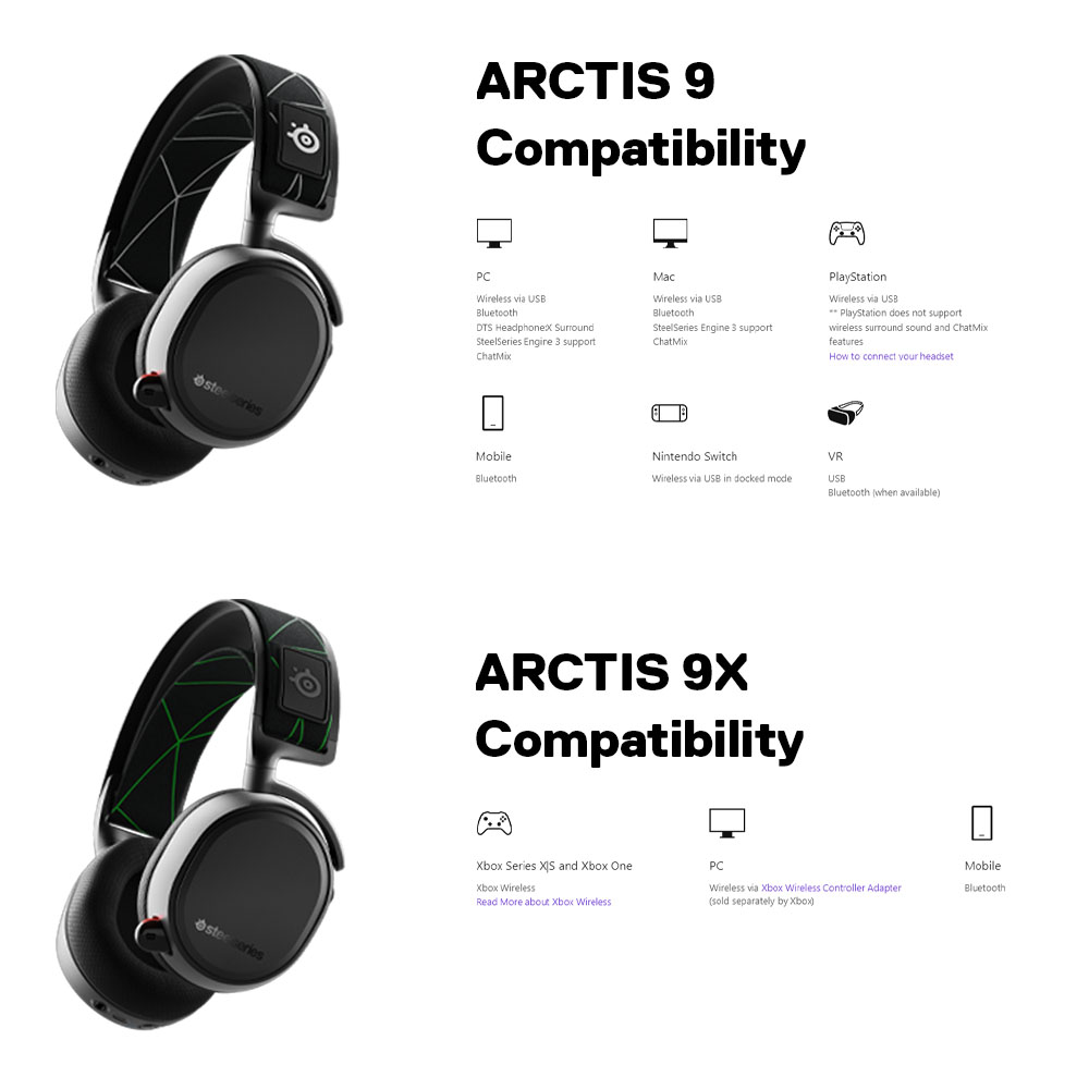 SteelSeries ARCTIS 9 / 9X Dual Wireless Gaming Headset หูฟังเกมมิ่งไร้ ...