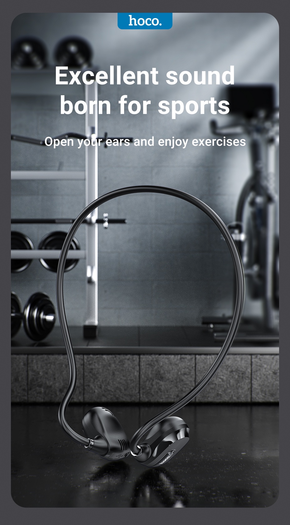 HOCO ES63 หูฟังสปอร์ต Air conduction ฟังเพลง/ใช้ 8 ชั่วโมง หูฟังบลูทูธ ...