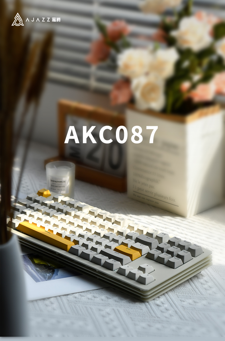 คีย์บอร์ดเกมมิ่ง Ajazz AKC087 87Key TKL Steel-Stacked Body Frame Yellow Switch Mechanical ...