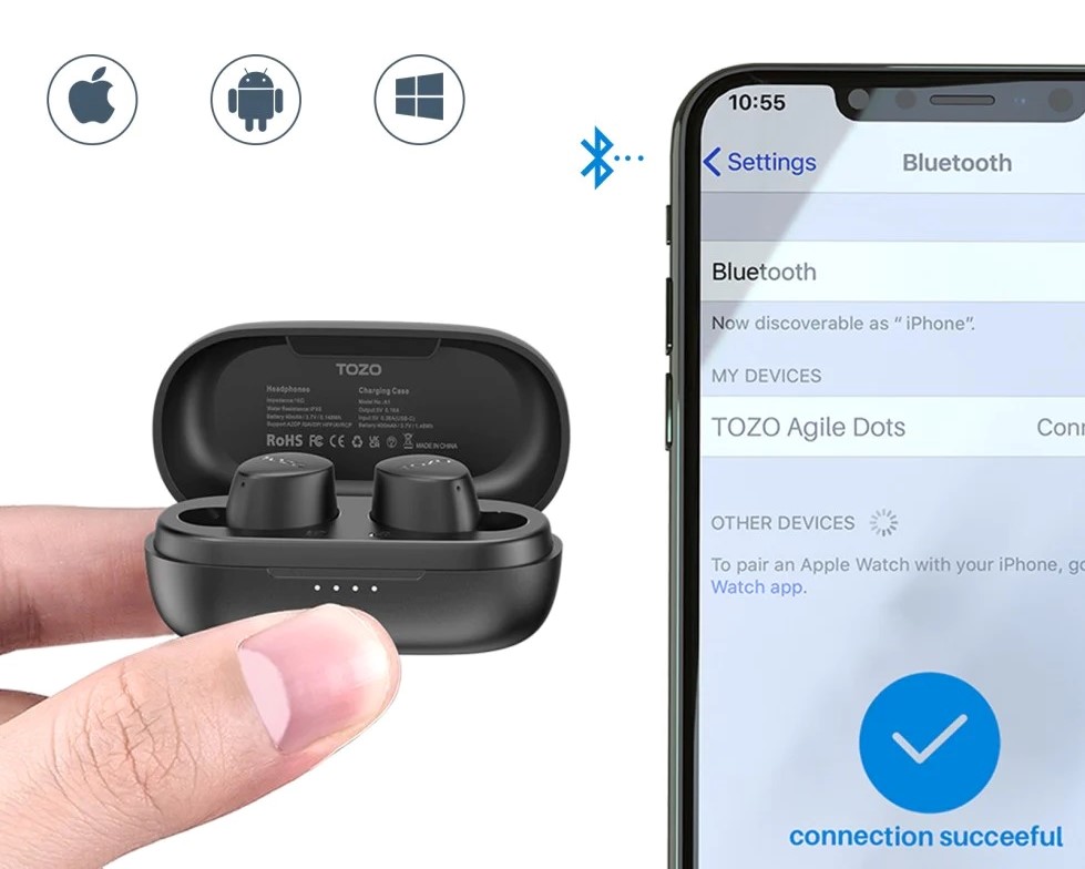 Tozo Agile Dots True Wireless Earbuds Black หูฟังไร้สาย | Shopee Thailand