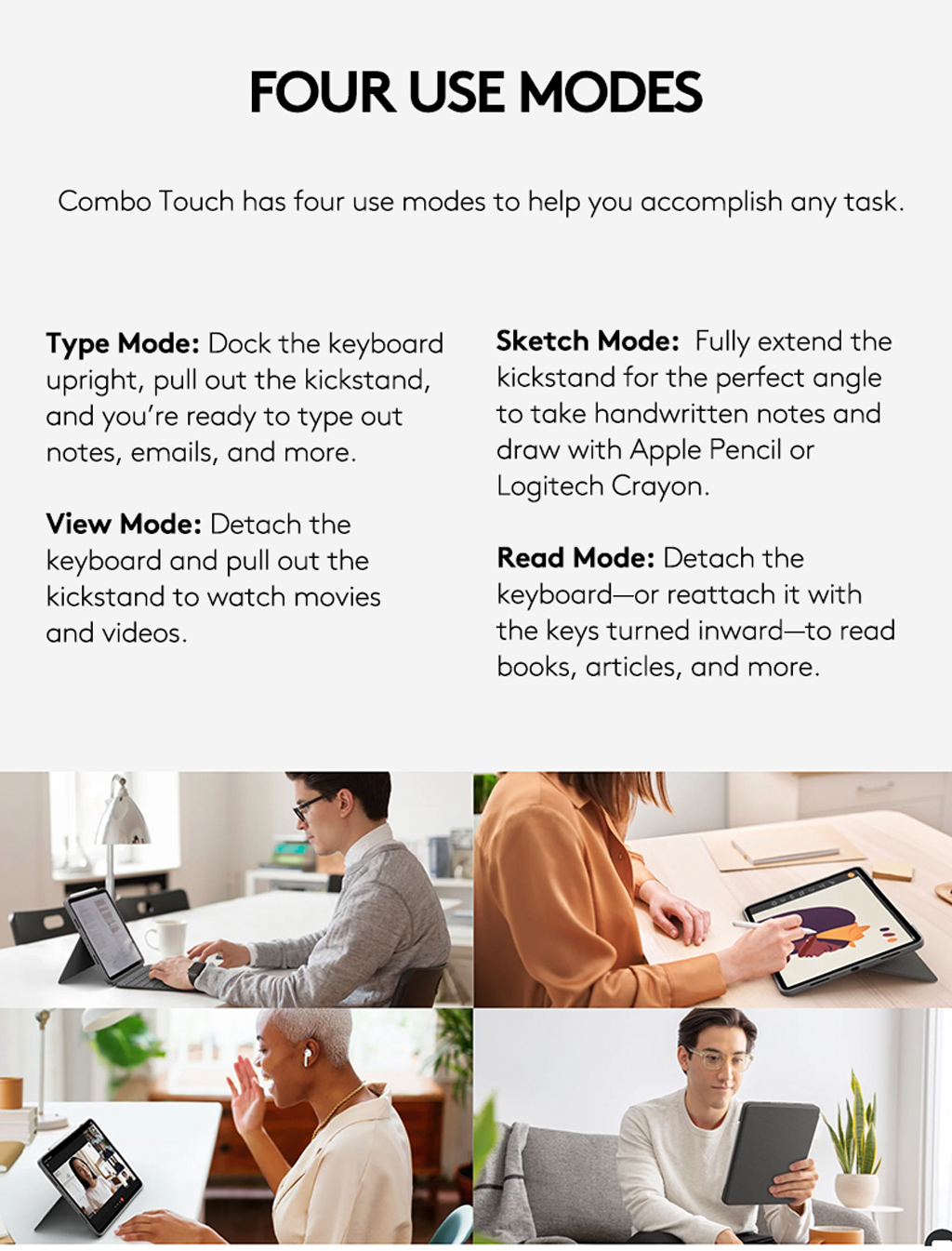 Logitech Combo Touch Keyboard Case with Trackpad for iPad ( Air Gen 4-5 ...