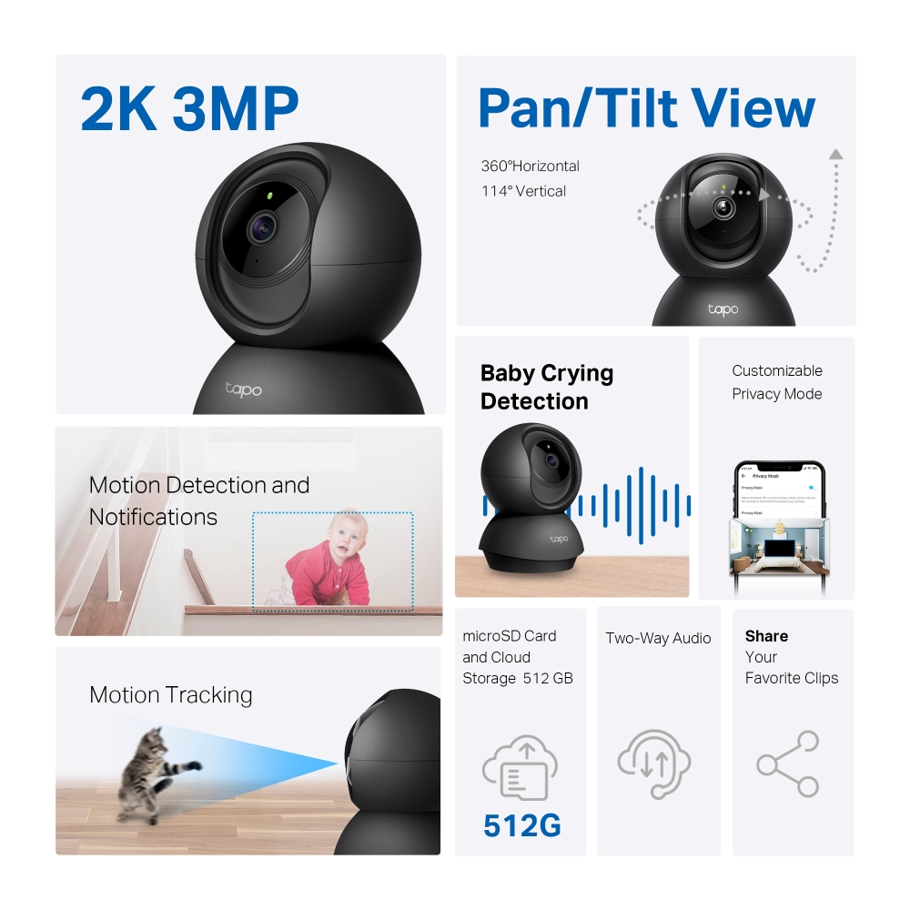 TP-Link Tapo C211 กล้องวงจรปิดไวไฟ Black Edition ความละเอียด 2K 3 MP ...