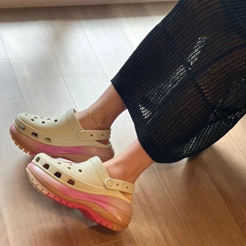 Crocs รองเท้าแตะ Classic Mega Crush Color Dip Clog | Bone/Multi ...