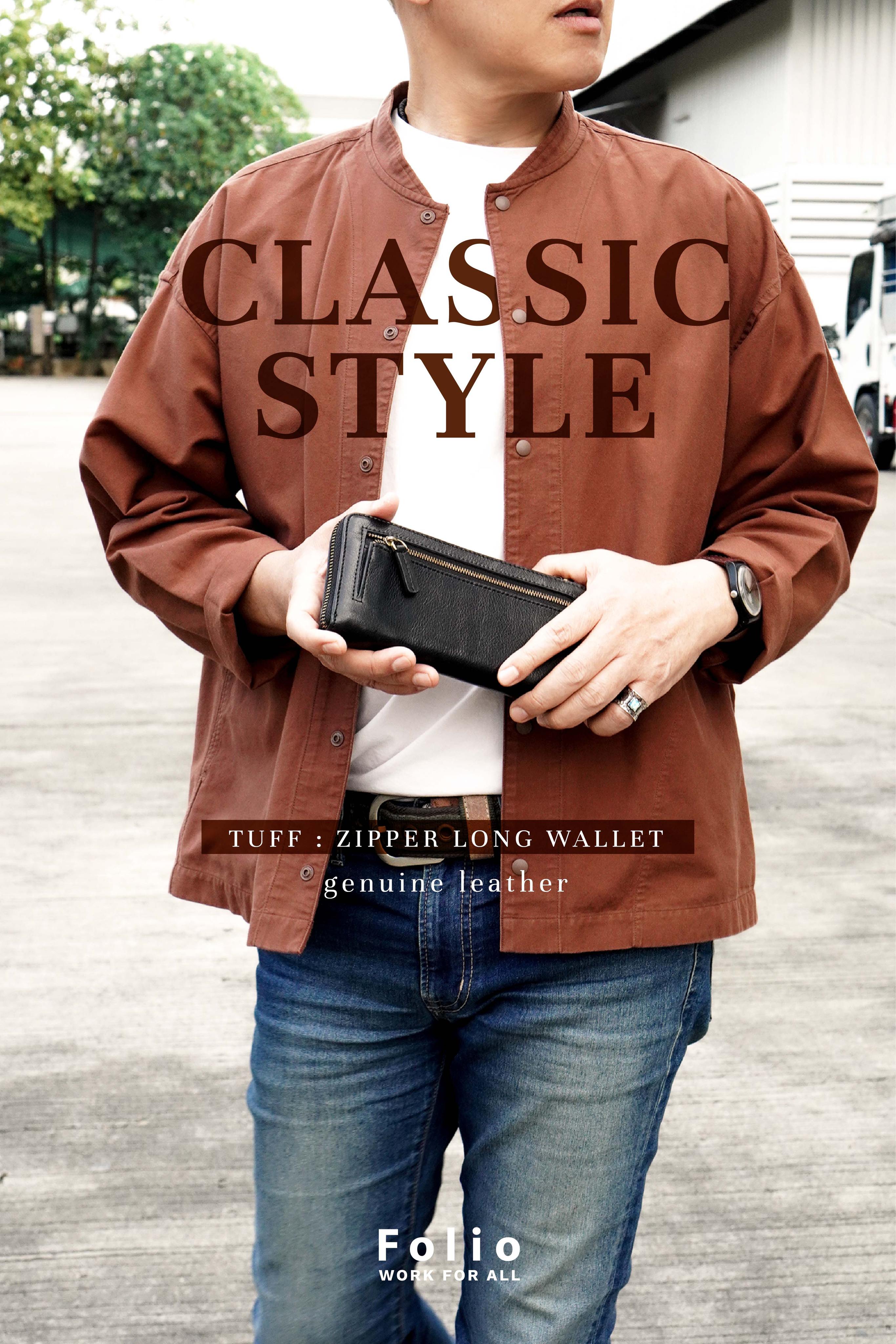 FOLIO : Tuff Zipper Long Wallet กระเป๋าสตางค์ใบยาว แบบซิป ทำจากหนังแท้ ...