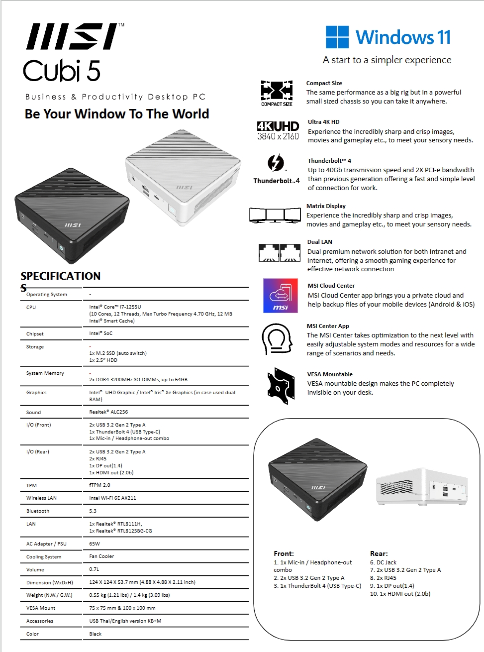 [Pre-Order]MSI Cubi 5 12M-094BTH / Cubi 5 12M-096BTH / Cubi 5 12M ...