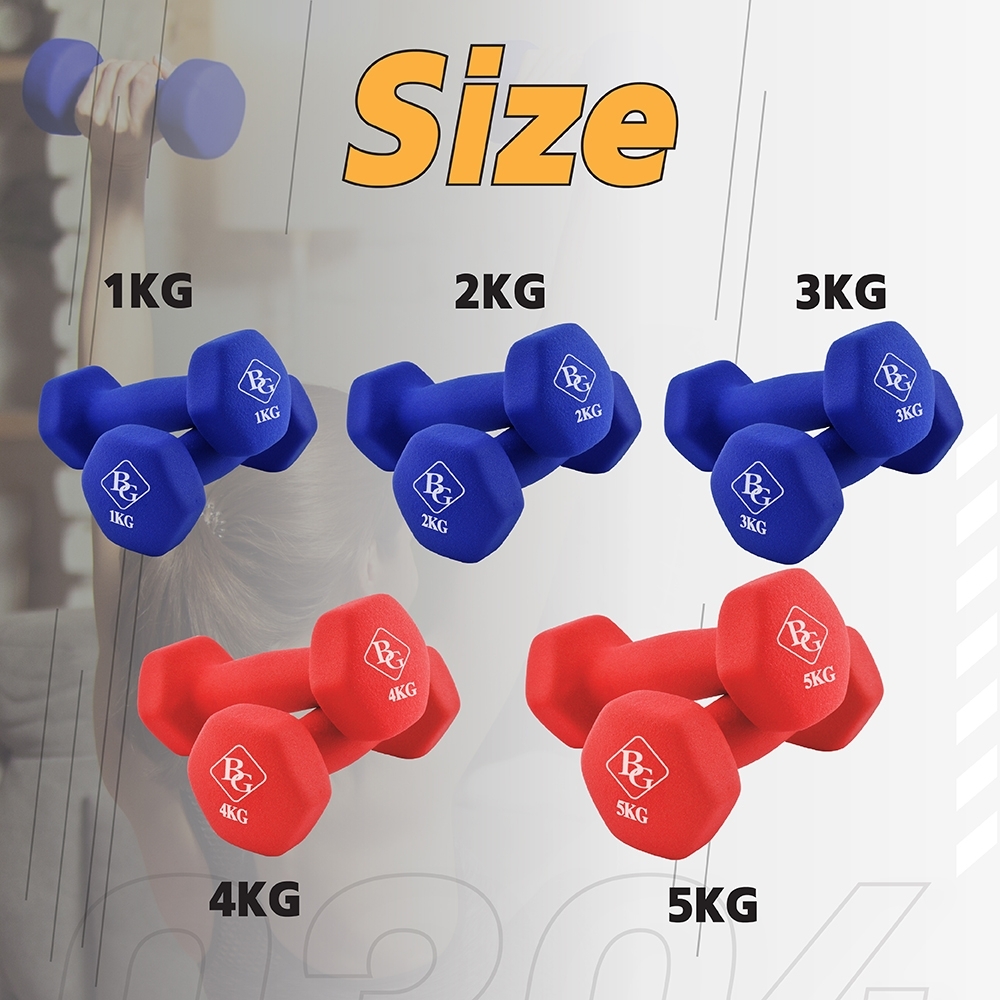 BG Dumbbell ดัมเบล 2 Kg แพ็คคู่ รุ่น Q304 มีให้เลือก 3 สี ดัมเบลกระชับต้นแขน ยางนิ่ม นีโอพรีน ...