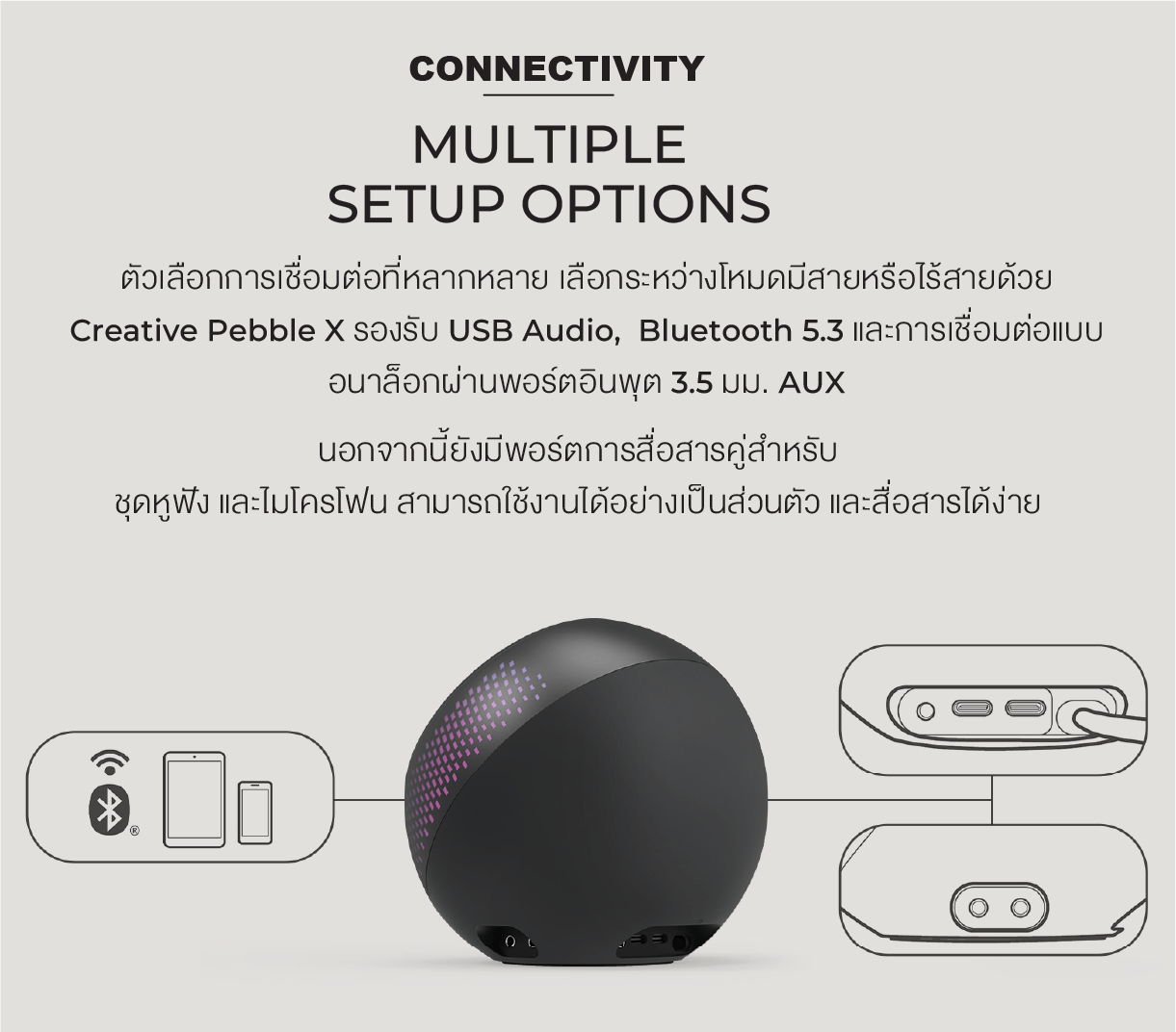 CREATIVE SPEAKER Pebble X Plus ลำโพง 2.1 USB-C มีไฟ RGB ปรับแต่งได้ ...