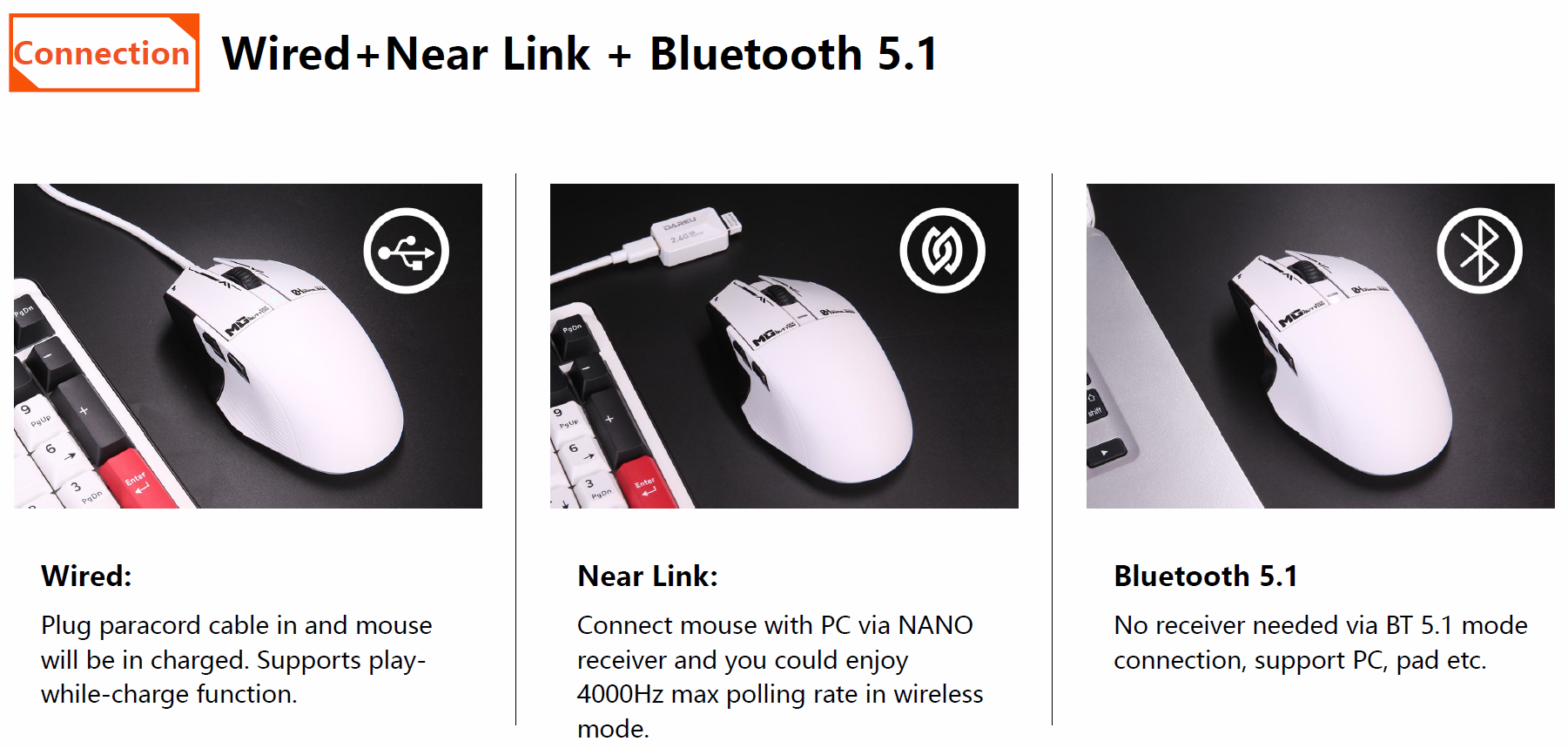 DAREU A980 PRO MAX 8Khz Three Mode Mouse เม้าส์เกมมิ่งไร้สาย 8Khz มีจอ TFT | Shopee Thailand