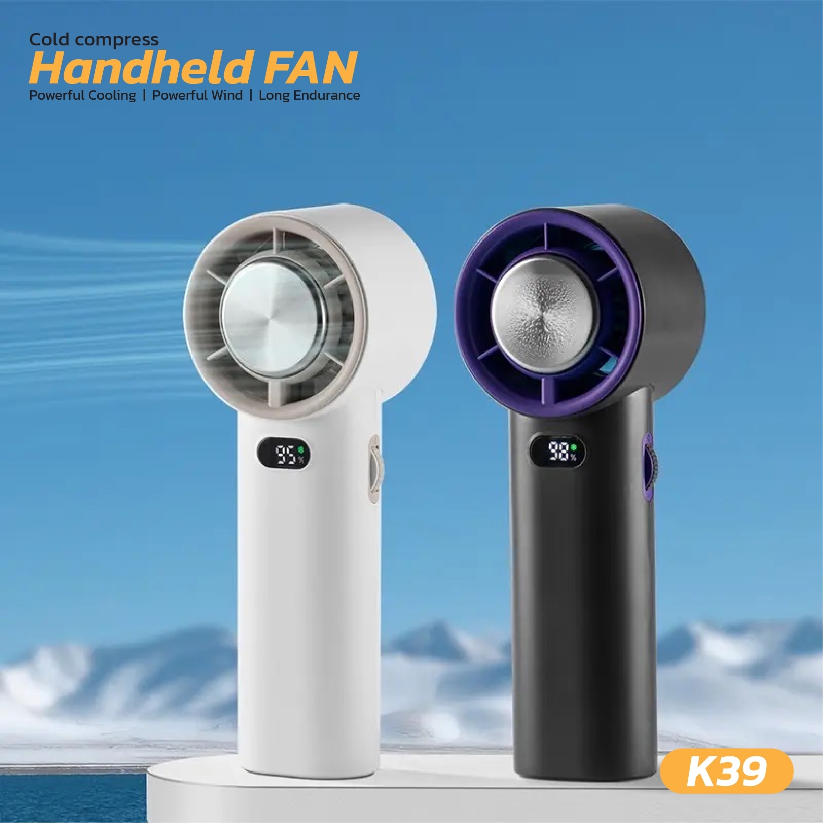 พัดลมไอเย็นมือถือ Cold compress Handheld FAN รุ่น K39 พัดลมพกพาปรับแรงลมได้100ระดับ | Shopee ...