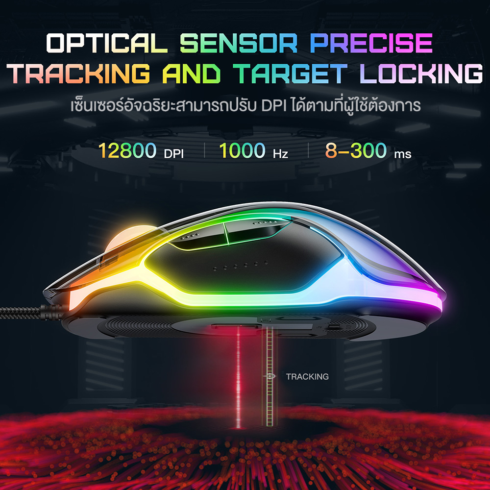 Onikuma CW925 RGB Backlit Wired Gaming Mouse เมาส์เกมมิ่งออฟติคอล ปรับ ...