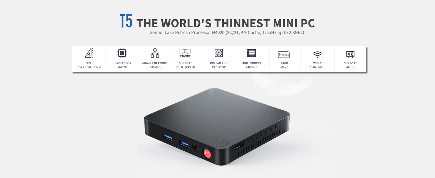 [Official ศูนย์ไทย] Beelink T5 Mini PC, Celeron N4020 Mini Computer ...