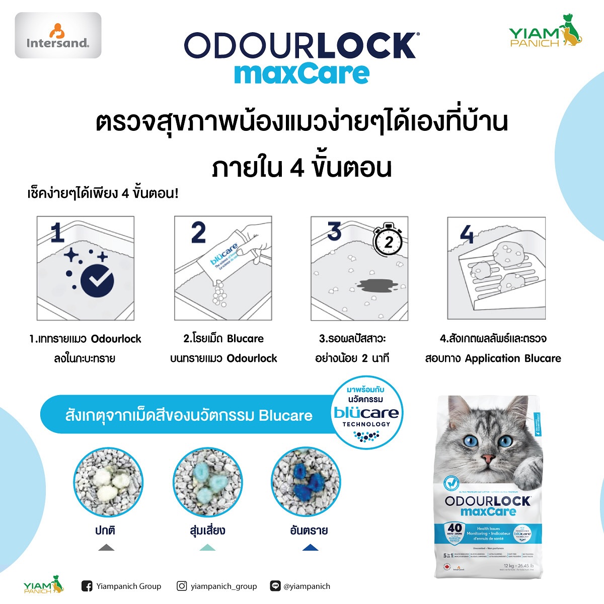 ODOURLOCK MAXCARE (โอโดล็อก แม็กแคร์) ทรายแมวภูเขาไฟ เกรด อัลตรา พรีเมี ...