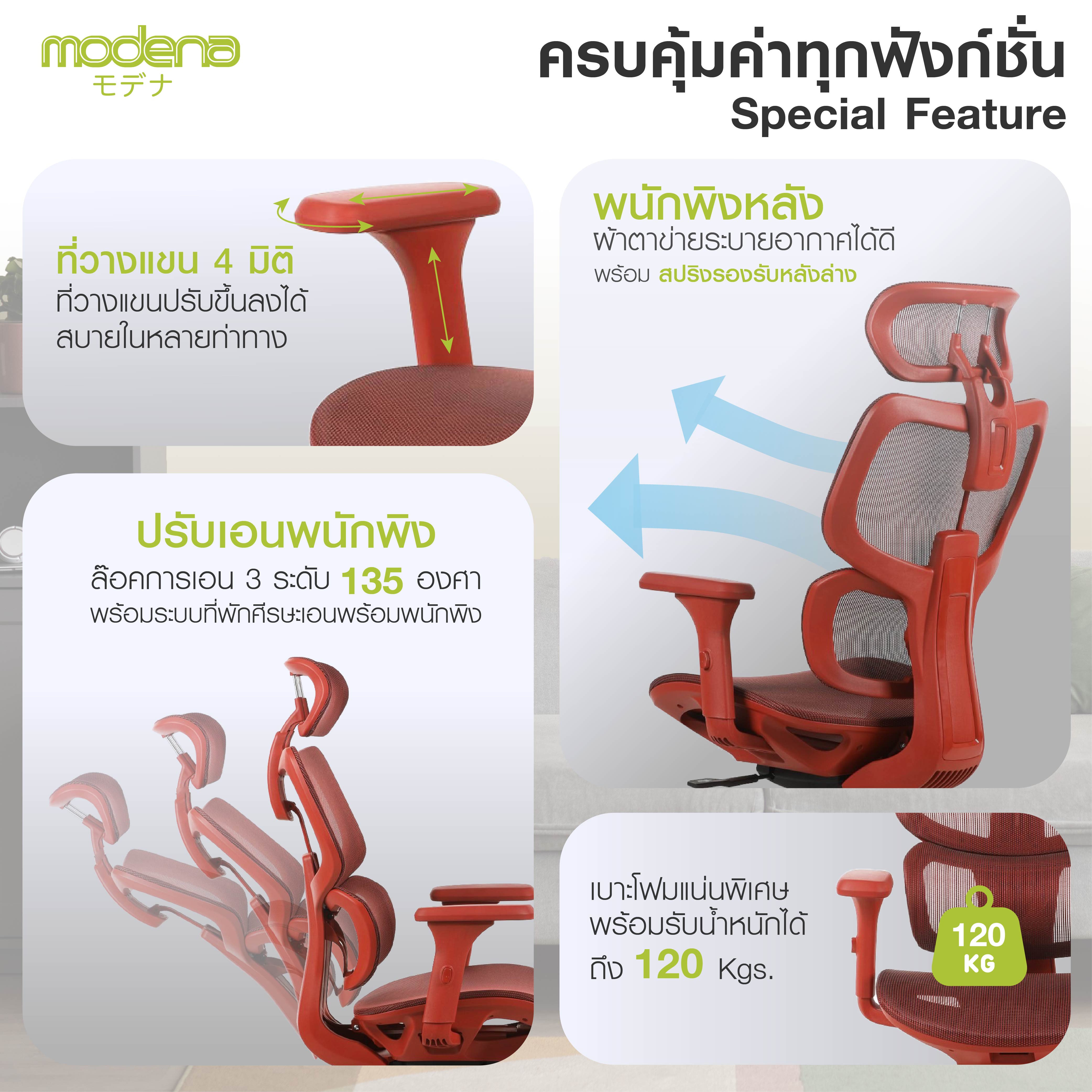 [ส่งฟรี] Modena เก้าอี้สุขภาพ Cusco - เก้าอี้ทำงาน เก้าอี้ Ergonomic ...