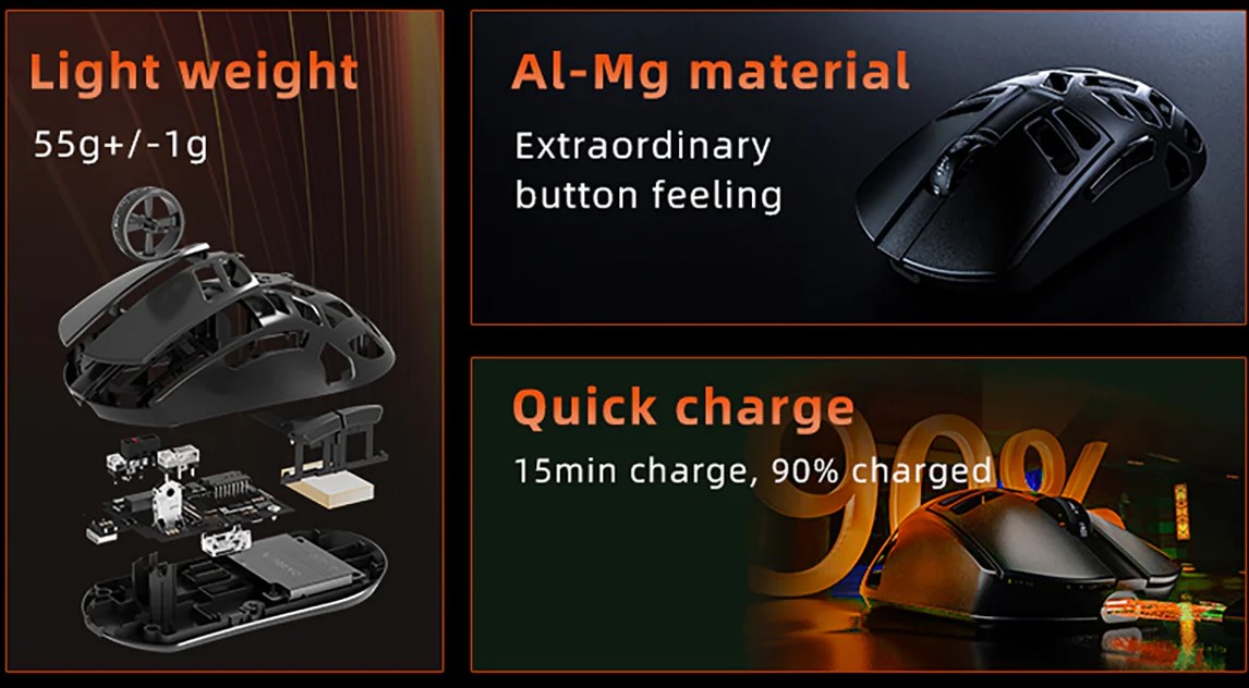 เมาส์ Dareu A950 Pro Al-Mg Alloy Wireless Gaming Mouse | Shopee Thailand
