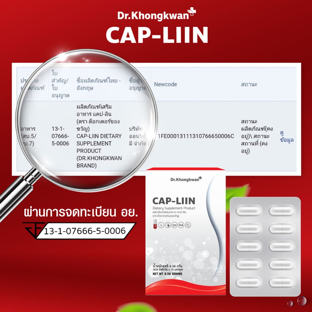 โปรโมชั่น Cap-Liin แคปลีน ดร.ของขวัญ 1 กล่องมี 10 แคปซูล คุมหิว อิ่มนาน ลดน้ำตาลในเลือด Dr ...